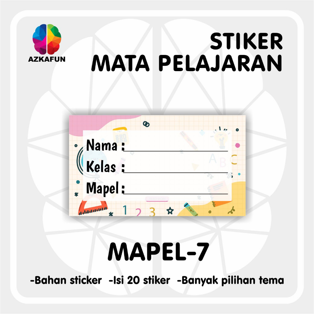 Jual 20 Stiker Mapel - Label Buku Pelajaran Sekolah - Stiker mata ...