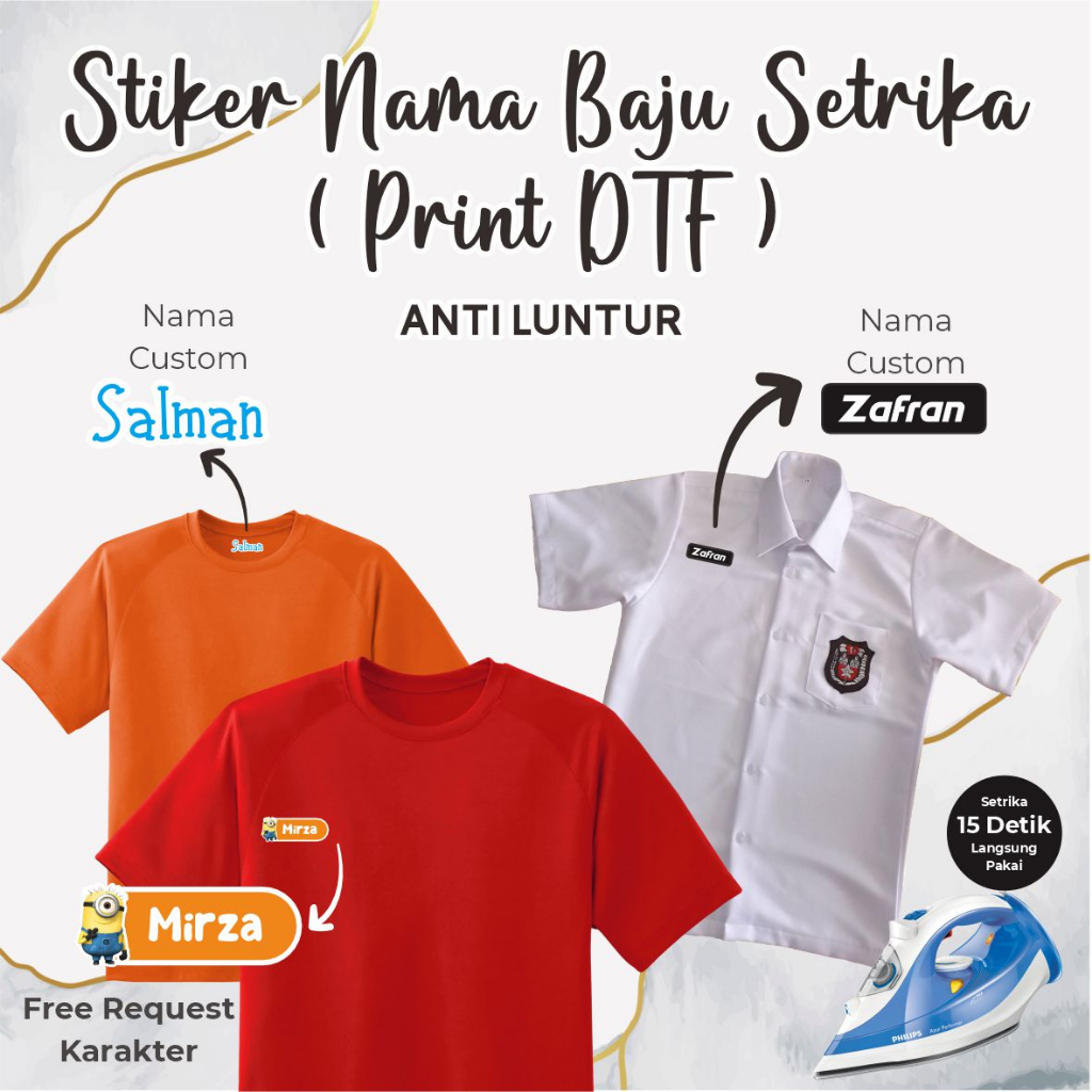 Jual STIKER NAMA SABLON KAIN / STIKER KAIN / STIKER DTF / STIKER ...