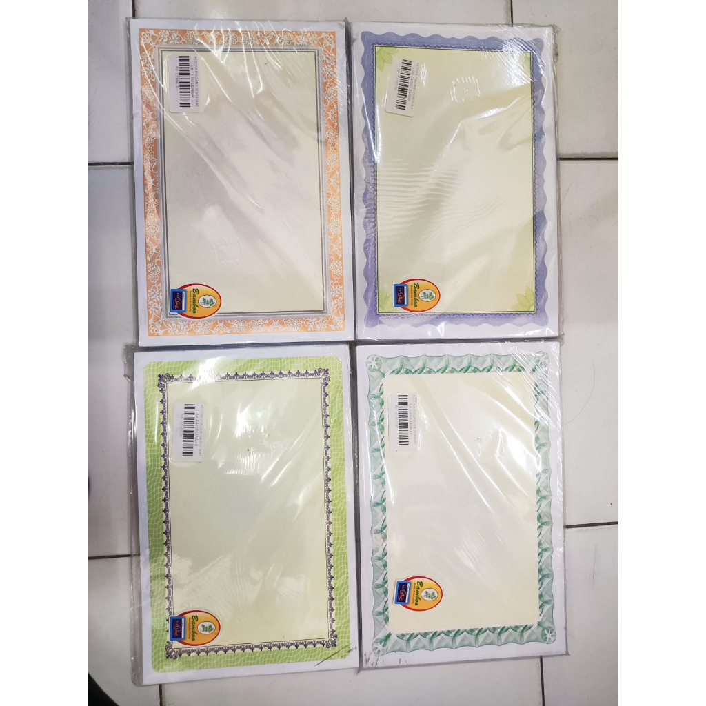 Jual kertas piagam/sertifikat uk A4/F4 isi 50/100 lembar motif aneka ...