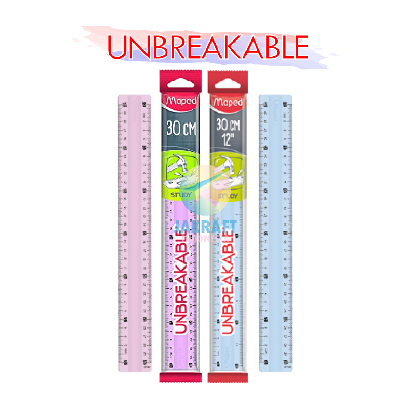 Jual (1 Pcs) Penggaris Mistar MAPED Unbreakable Ruler 30 Cm Plastik ...