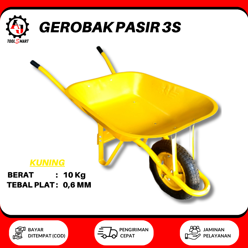 Jual Gerobak Sorong Pasir Kuning 3S Hammertone/ Troli Dorong Cor Semen ...