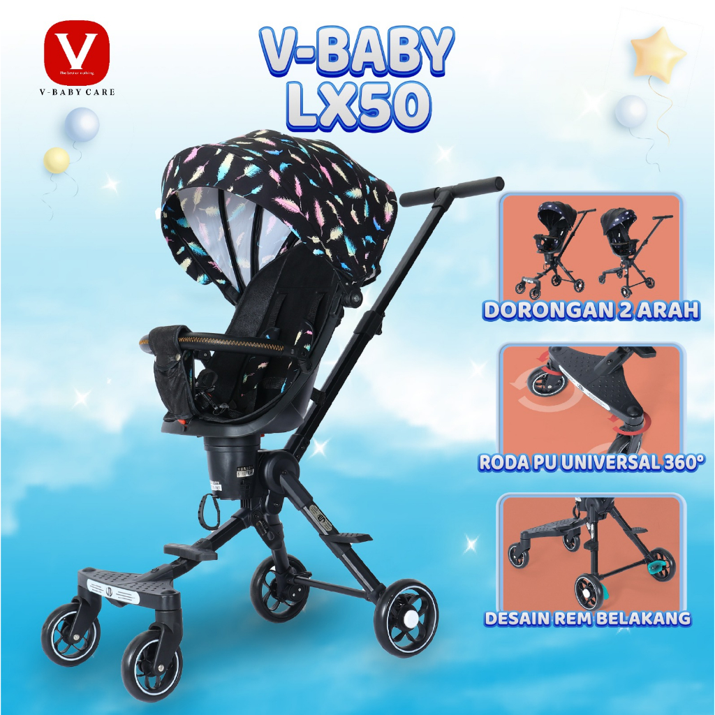 Jual V-BABYCARE Stroller bayi/stroller lipat bisa dua arah/kereta ...