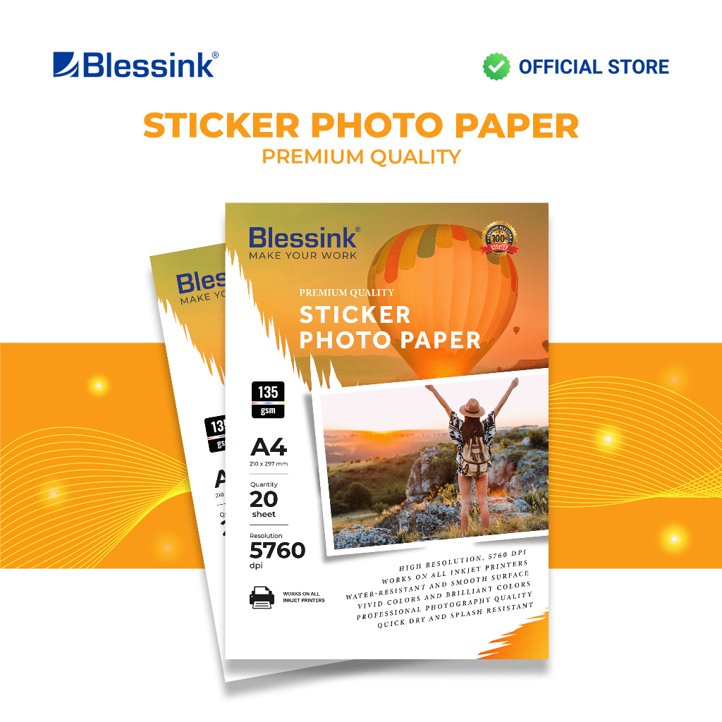 Jual Kertas Foto Sticker Photo Paper 135gsm BLESSINK A4 / 10R Original | Shopee Indonesia
