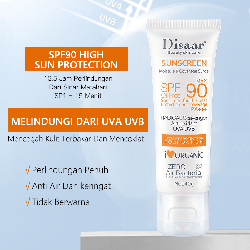 Jual DISAAR Sunscreen SPF 90 PA+++ Sunblock Wajah Dan Badan UV Protection Moisturizer Whitening ...