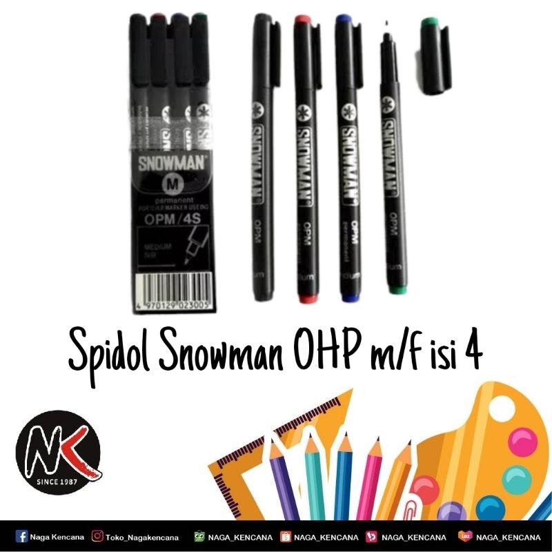 Jual Spidol Permanent marker - Snowman OHP F / M 4 warna | Shopee Indonesia