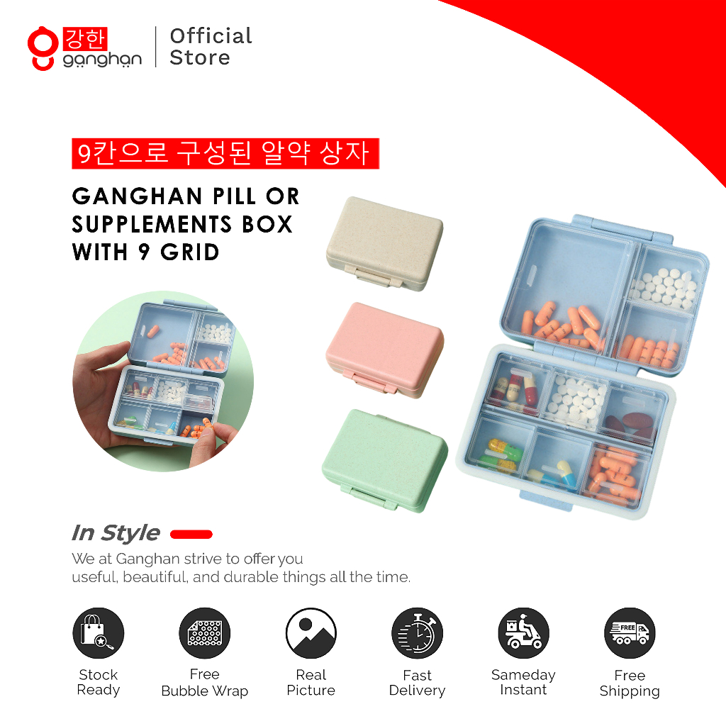 Jual Ganghan Kotak Tempat Obat 9 Slot | Pill Medicine Vitamin Box PB ...