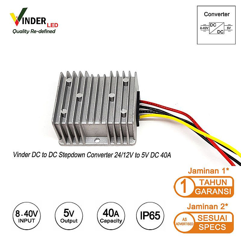 Jual VINDER DC Step Down Converter 12V-24V TO 5V / 12 volt - 24 volt to ...