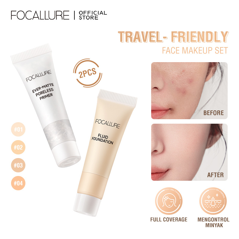 Jual FOCALLURE 2pcs Face Makeup Set Foundation And Primer Oil Control ...