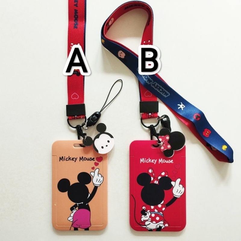 Jual Mickey Minnie Mouse Disney ID Card Holder Lanyard 1 Name Tag ...