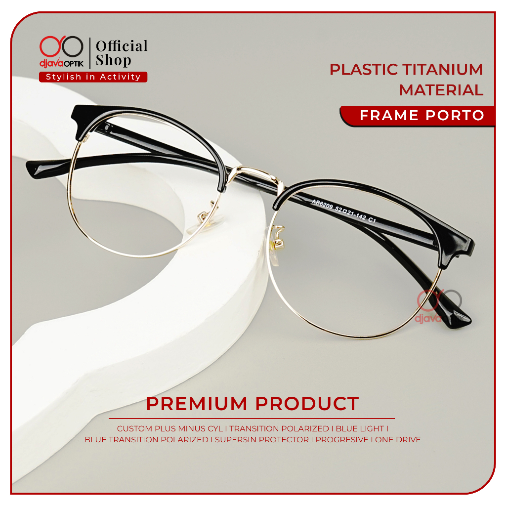 Jual DJAVA OPTIK - Frame Porto - Kacamata Supersin Bluelight Transition Protector Mall Oval ...