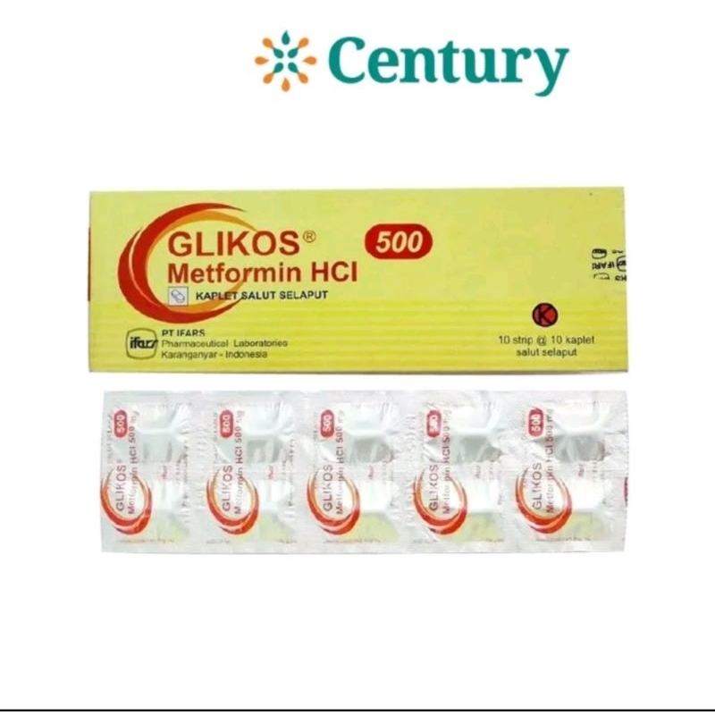 Jual GLIKOS 500MG 1 STRIP ISI 10 TAB / METFORMIN / OBAT DIABETES / OBAT ...