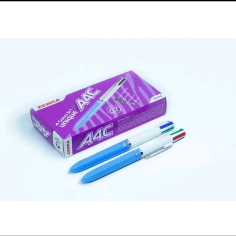 Jual Bolpoint / Bolpen / Pulpen 4 Warna Zebra (12 pcs) | Shopee Indonesia