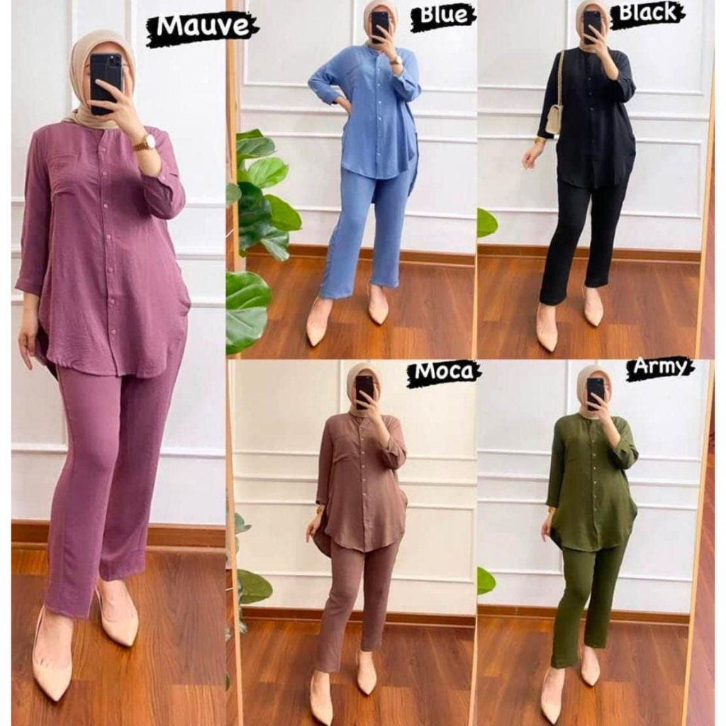 Jual BAJU ONE SET WANITA/ ONESET CRINGKLE JUMBO/ SETELAN TUNIK POLOS ...