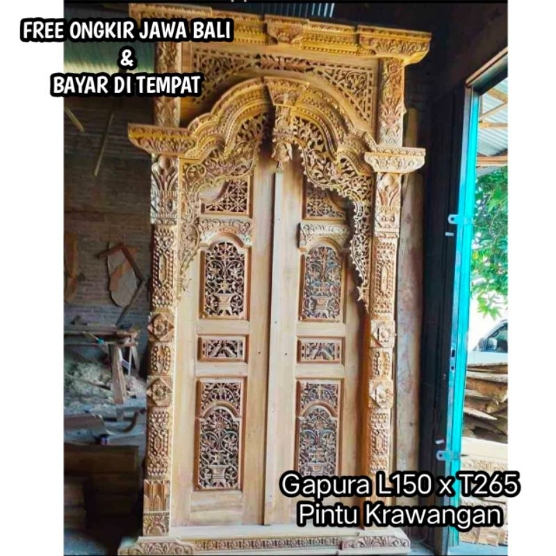 Jual Gapura Pintu Krawangan L 150 x T 265 Kayu Full Jati Pintu Gebyok ...