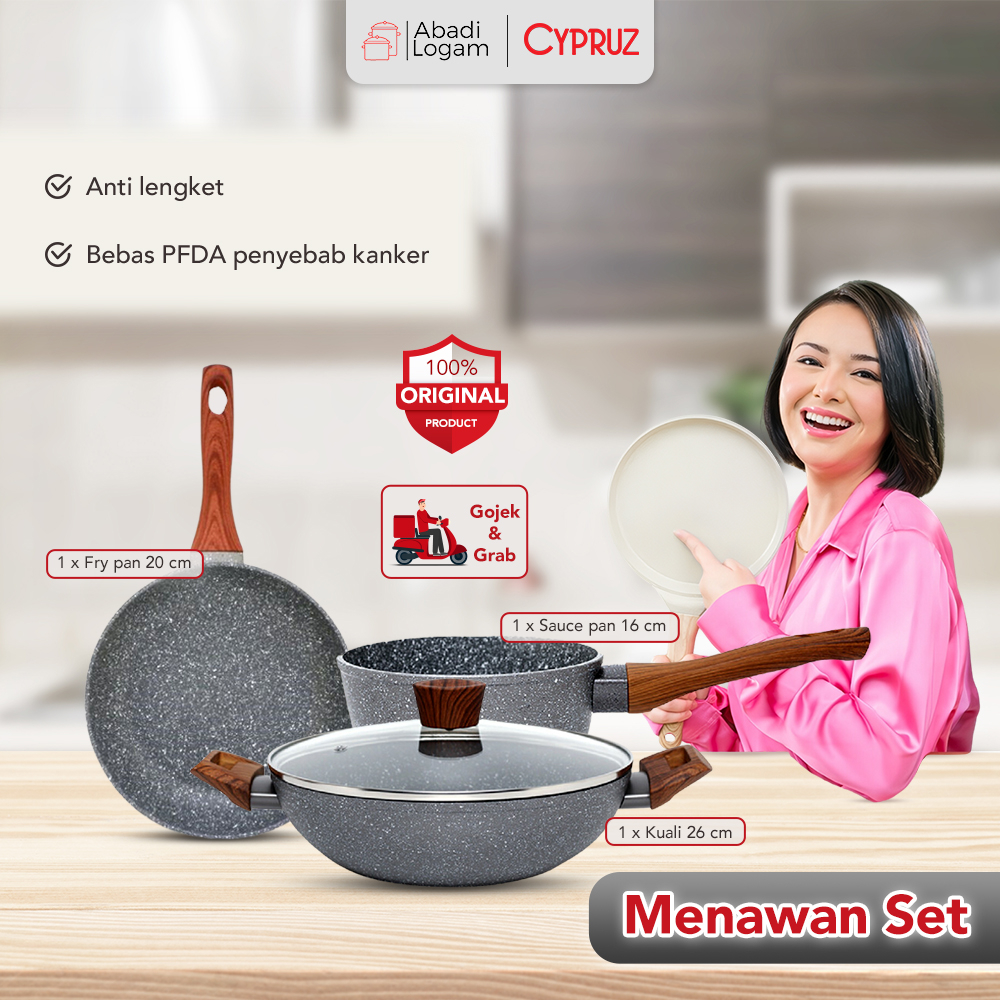 Jual Cypruz Paket Menawan Panci Set Cookware Marble Pan wajan Penggorengan anti lengket | Shopee ...