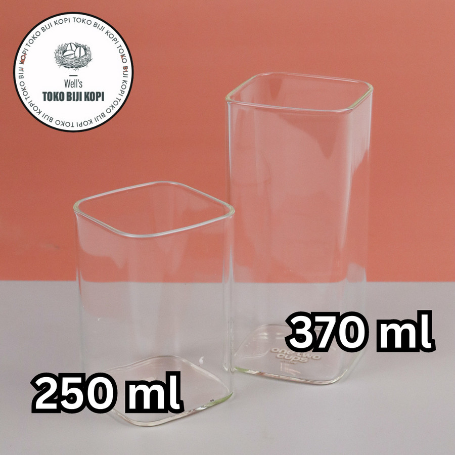 Jual ONE TWO CUPS GELAS MINUM KACA BOROSILICATE KOPI KT-006 250 ML 370 ...