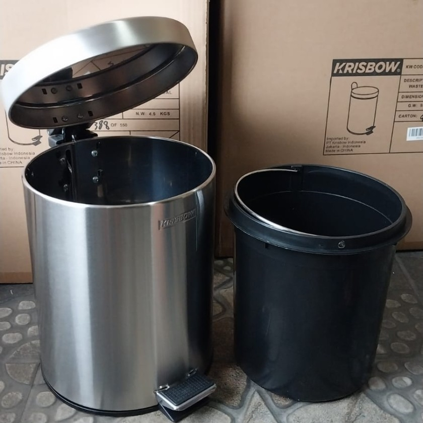 Jual KRISBOW Pedal Bin 12 Liter, Tempat sampah injak kaki - Stainless Steel | Shopee Indonesia