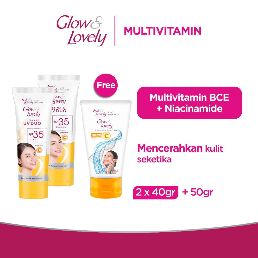 Jual Buy 2 Glow & Lovely Ultimate UV Duo Krim Vit C 40g FREE Glow ...