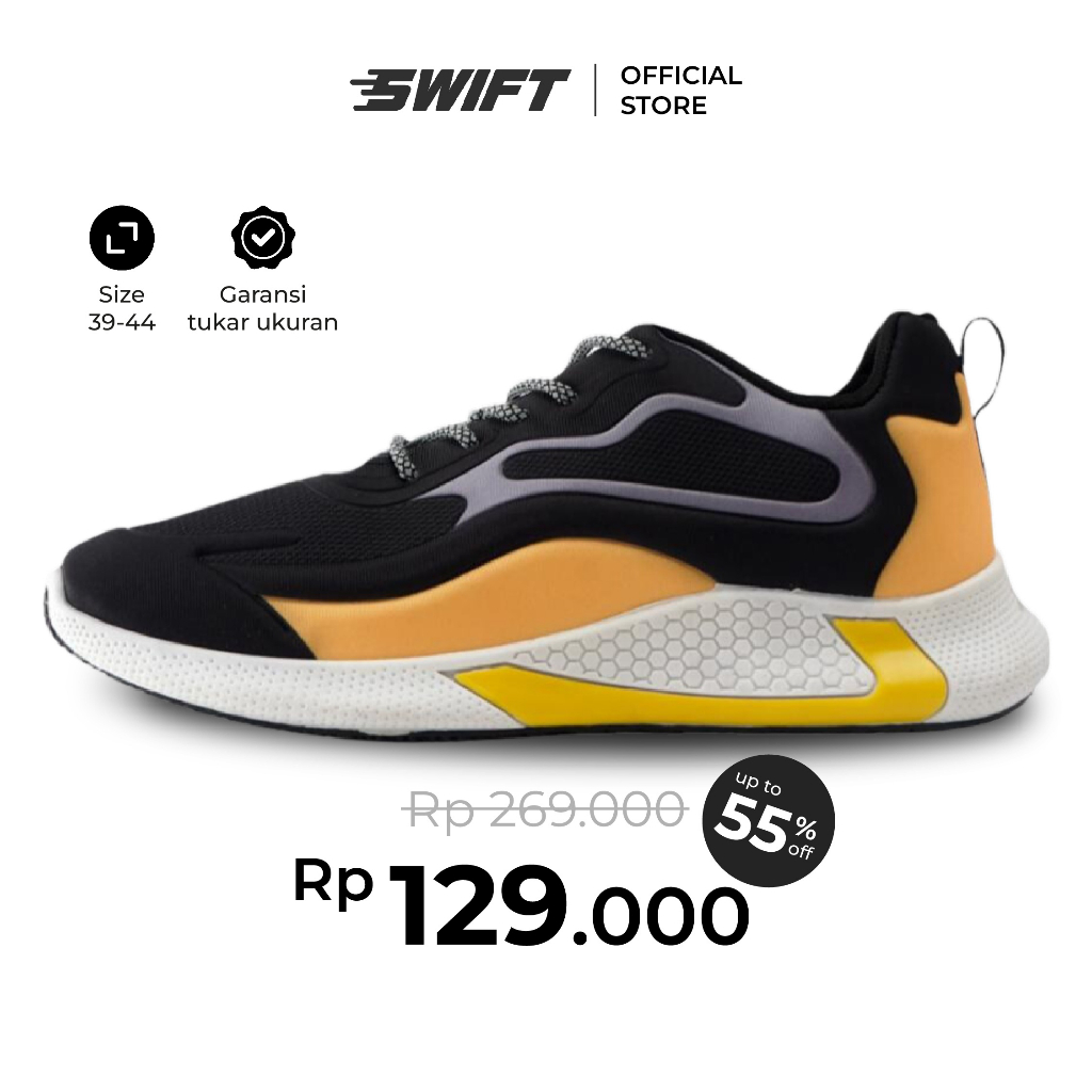 Jual Swift - Rocket Hitam Kuning - Sepatu Sneakers Casual | Shopee Indonesia