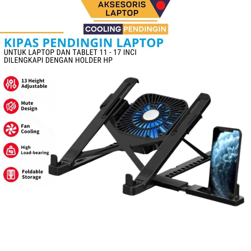 Jual Stand holder Portable Laptop Stand Foldable with Cooling Fan Kipas ...