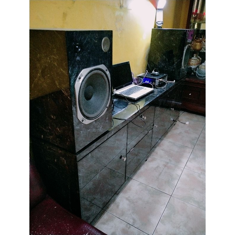 Jual Meja display meja kerja sound sistem, hitam motif marmer (Bisa ...