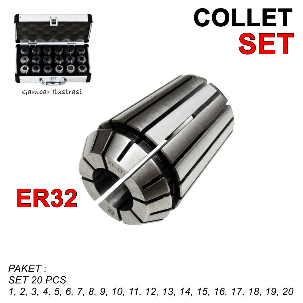Jual Paket Collet ER 32 Set Arbor Chuck ER32 Milling Adapter Penjept ...