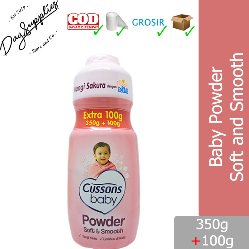 Jual Cussons Baby Powder Soft and Smooth (SAKURA) 450gr (350gr + 100gr ...