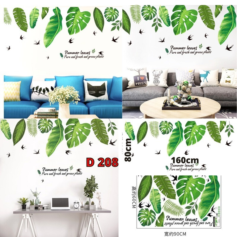 Jual D212 WALLSTICKER WALL STICKER STIKER SETIKER HIASAN DINDING DAUN HIJAU DEKORASI RUMAH RUANG ...