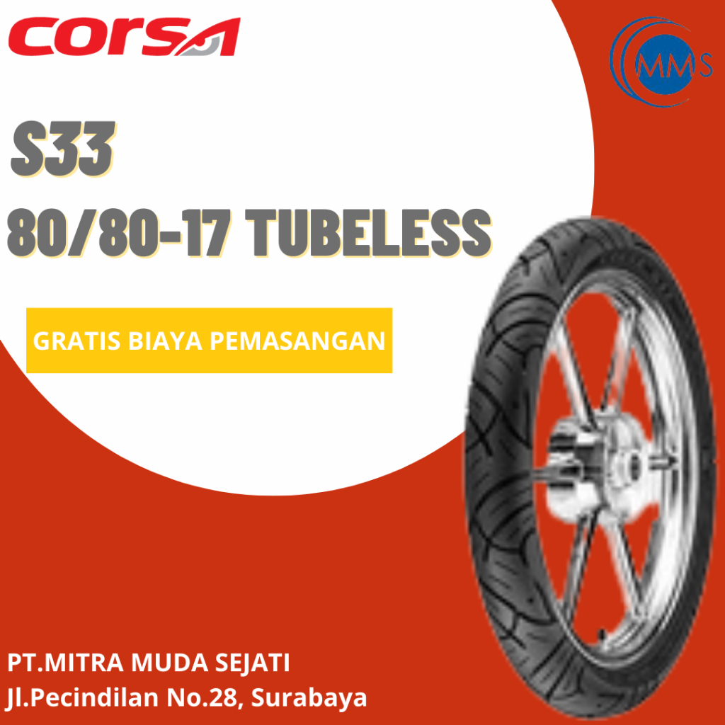 Jual BAN MOTOR CORSA 80/80-17 S33 TUBELESS | Shopee Indonesia