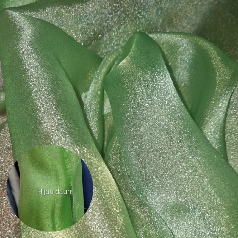 Jual kain organza pasir/crinkle metalik/sparle gliter/organza crystal ...