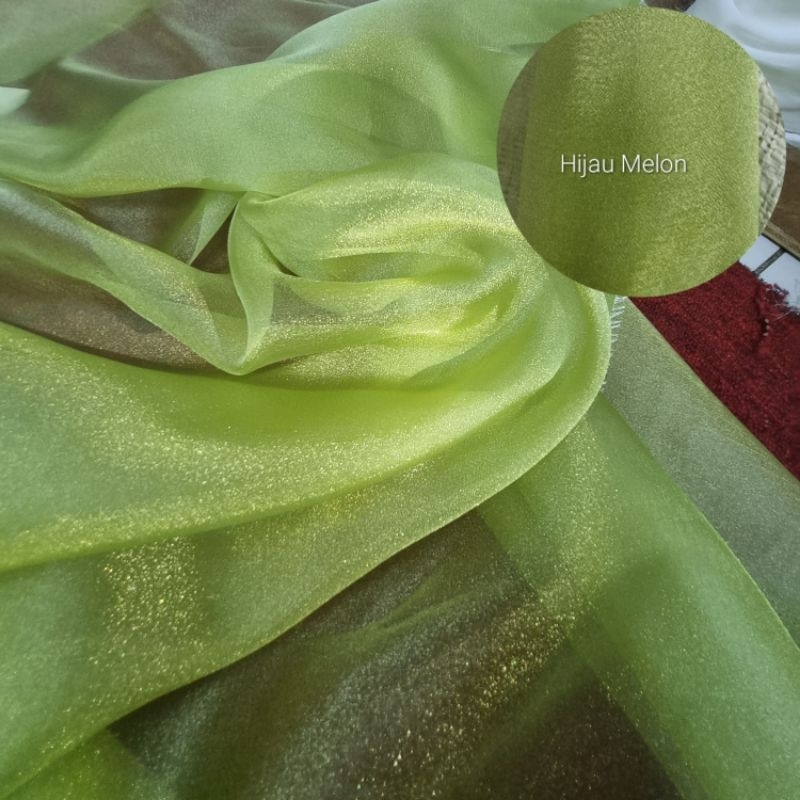 Jual kain organza pasir/crinkle metalik/sparle gliter/organza crystal ...