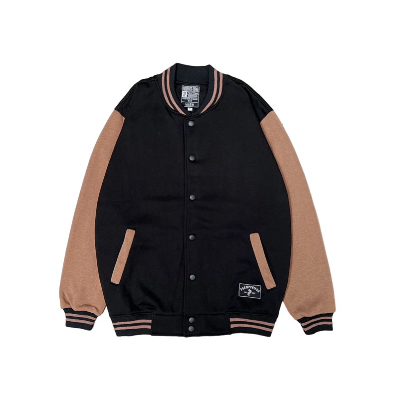 Jual PHOMPPHIESS Jaket Baseball Polos Hitam Mocca Varsity Polos Pria ...