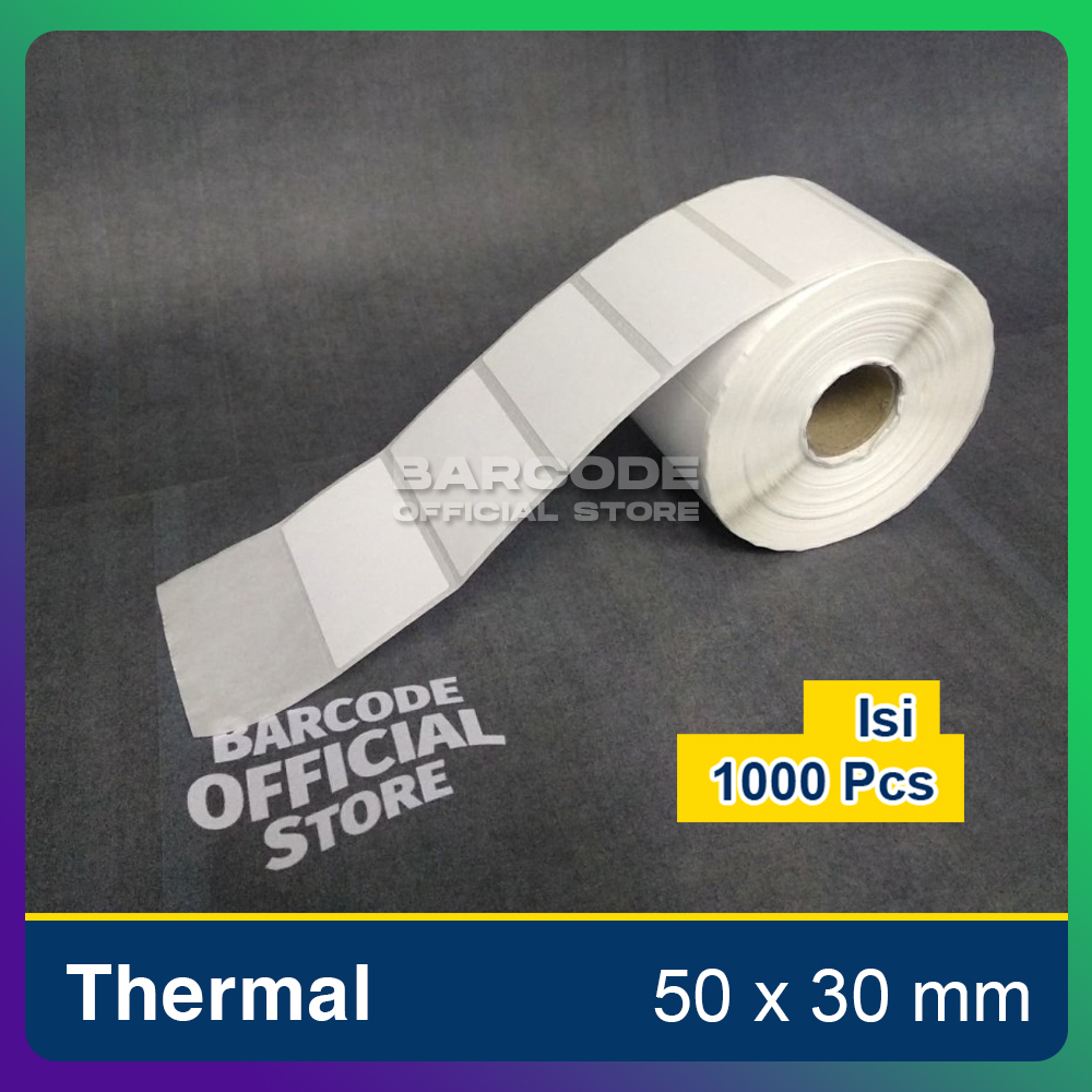Jual Label Thermal 50x30mm - 50x30 - 50 x 30 mm (1 LINE) Kertas Sticker ...