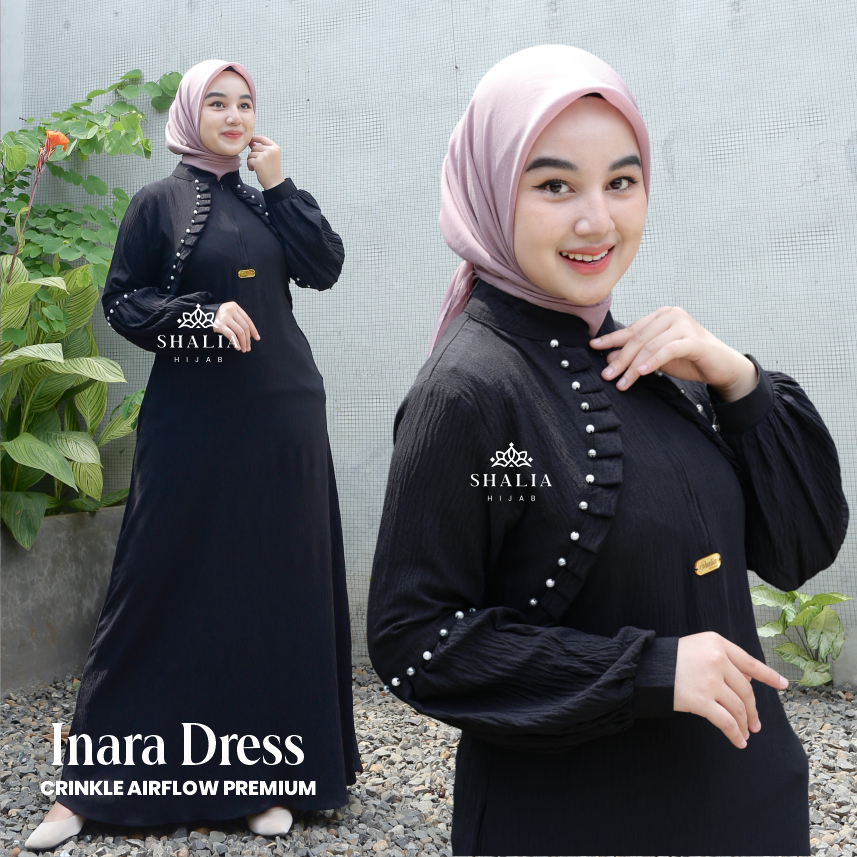 Jual Shalia Hijab Gamis Crinkle Airflow Inara Dress Wanita Busui ...