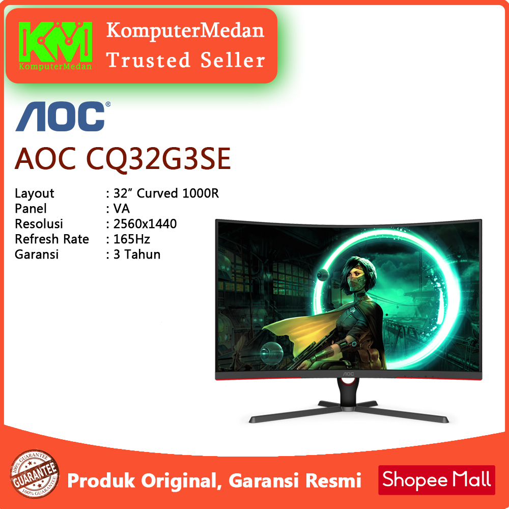 Jual LED Monitor AOC CQ32G3SE Q32G3SE 32" inch Curved 1000R 1ms 165Hz ...