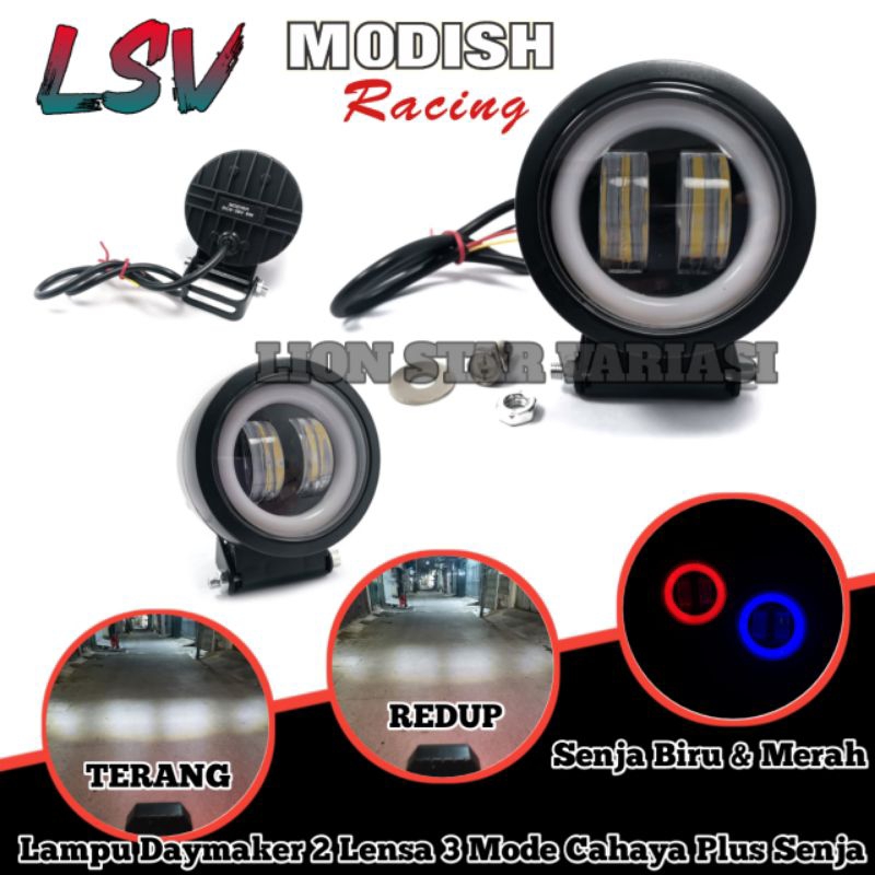 Jual Lampu Sorot LED Cree 2 Mata Cwl 2 Lensa LED K20 2 Mata Lensa Cree Angel Eye Motor 12 Volt ...