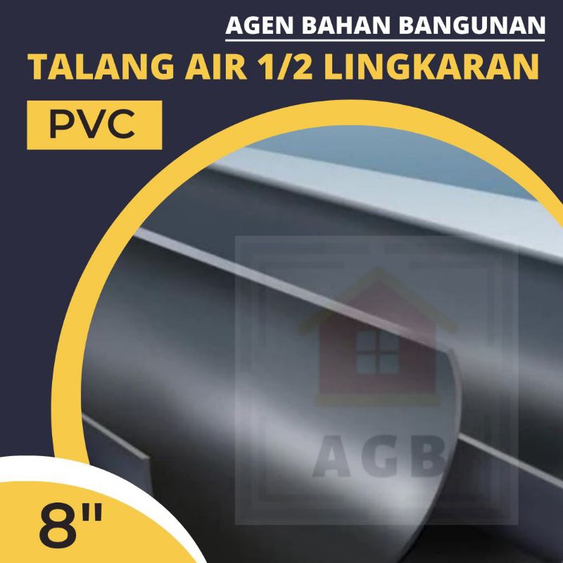 Jual Talang Air Pvc Langgeng 8" / 8 Inch 4 Meter / 4 m 1/2 Lingkaran ...