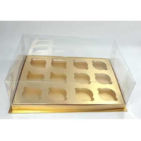 Jual 60011 BOX MIKA GOLD Kue Tart/BOX HANTARAN/Box Cupcake Lubang 12 ...