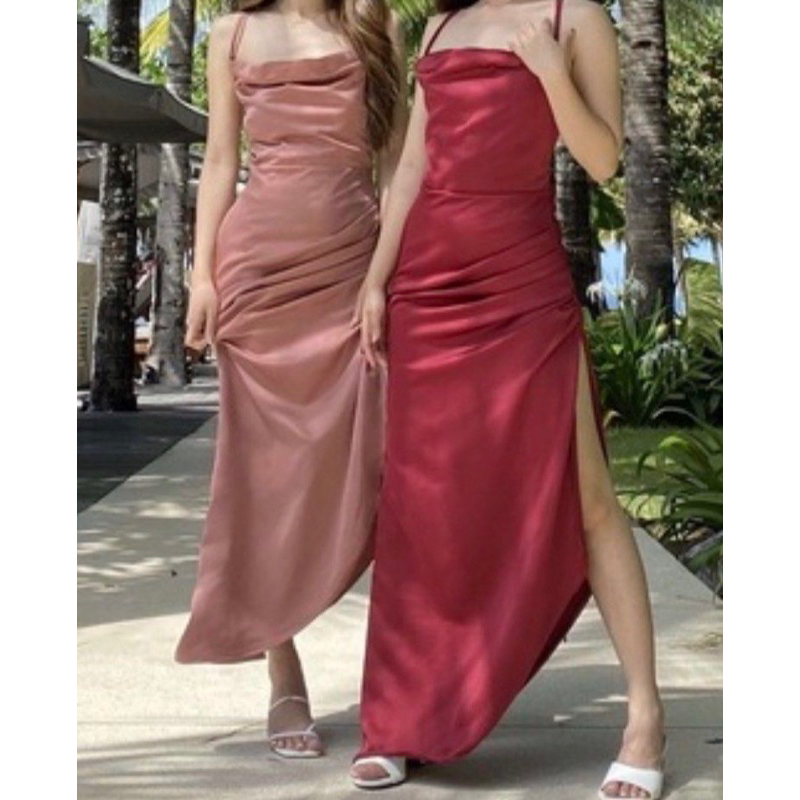 Jual Alila dress satin dusty rose by Kiyorawears | Shopee Indonesia