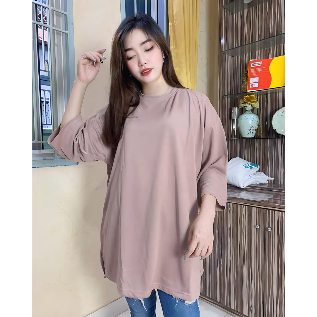 Jual DEWIE ATASAN OVERSIZE LD 130 POLOS BASIC baju wanita kaos oblong ...