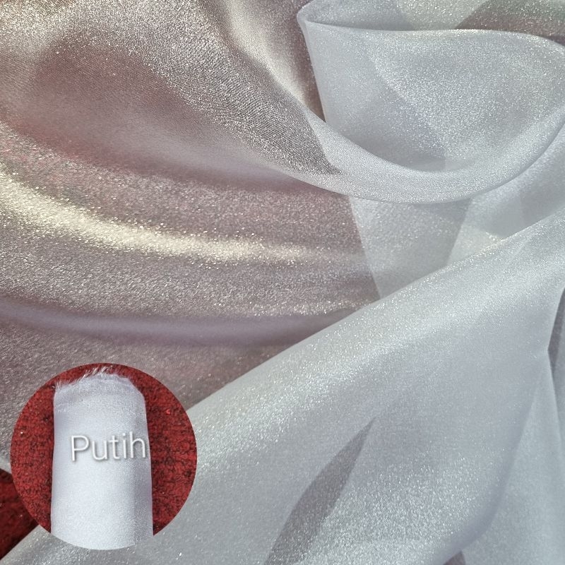 Jual kain organza pasir/crinkle metalik/sparle gliter/organza crystal ...