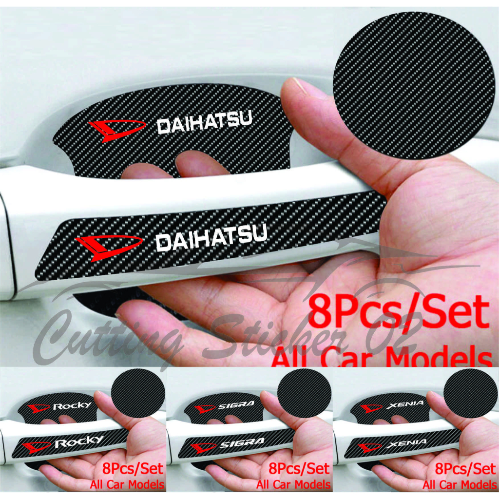 Jual 8 pcs sticker karbon handle pintu mobil daihatsu sticker pelindung ...
