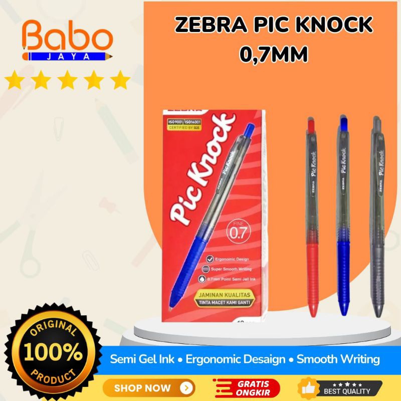 Jual BABO JAYA BALLPOINT ZEBRA PICKNOCK 0,7MM / WARNA TINTA : MERAH ...