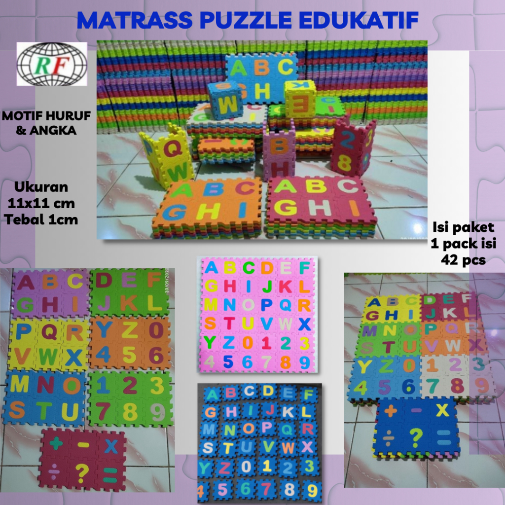 Jual Karpet Puzzle Anak 11cm x 11cm x 1cm 42 pcs Alas Bermain Edukasi ...
