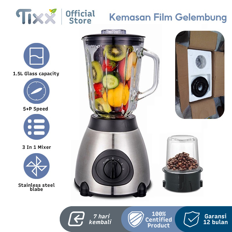 Jual TIXX Blender Kaca Grinder 1.75L 6 Pisau Juicer Elektrik 3in1 cangkir ganda serbaguna ...