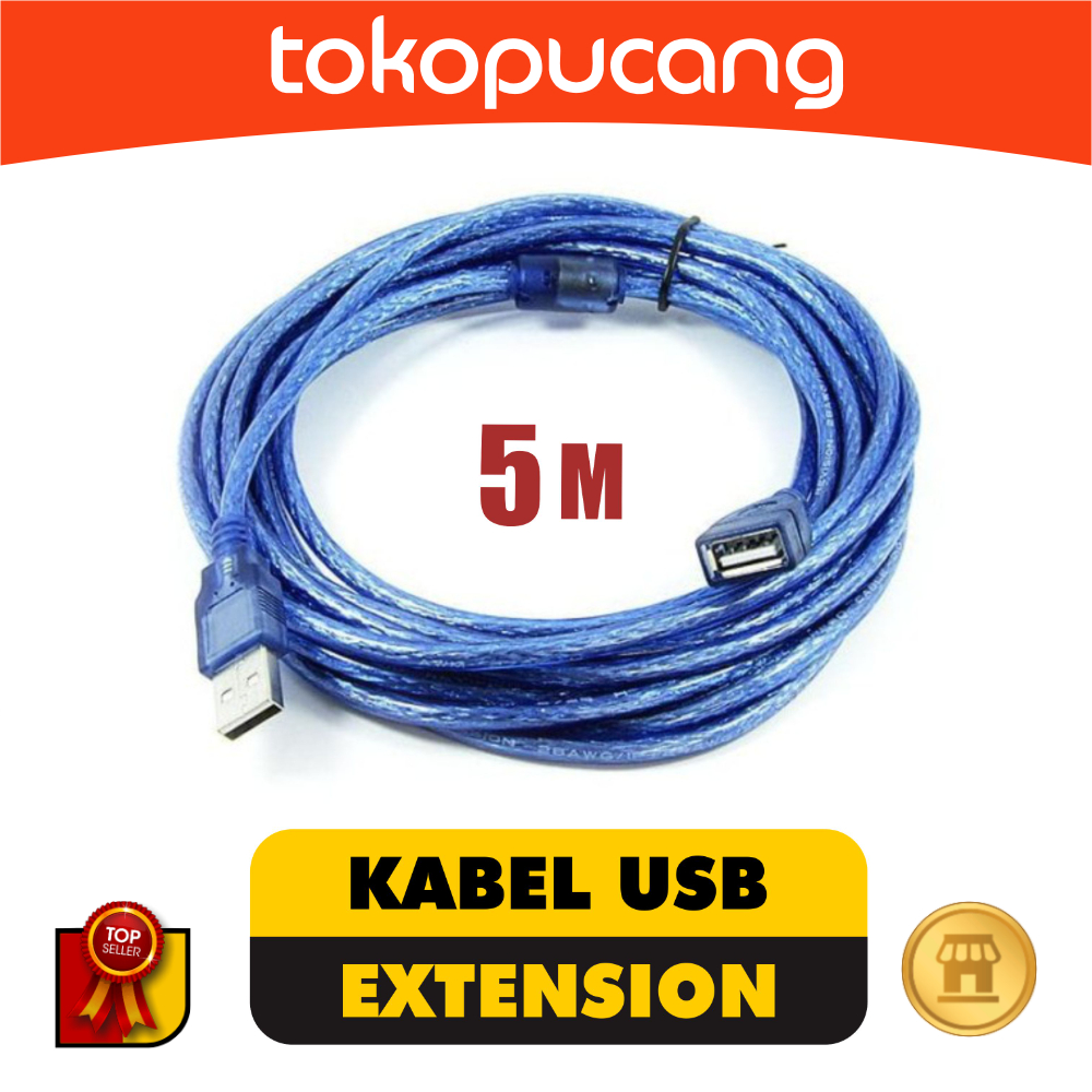 Jual KABEL USB MALE FEMALE 5 M / PERPANJANGAN USB 5 mtr/ USB EXTENDER ...