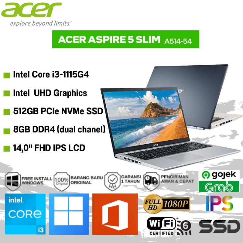 Jual (NEW SERIES) LAPTOP ACER ASPIRE 5 A514-54-32LT CORE I3-1115G4 RAM ...