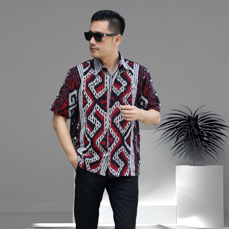 Jual kemeja tenun troso pria asli jepara lengan pendek baju tenun lapis ...
