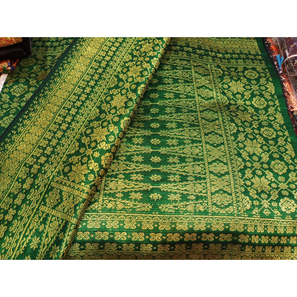 Jual Songket Palembang Asli Tenun Tangan | Hijau Kombinasi Kristal Gold ...