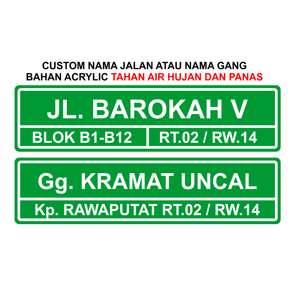 Jual Plang NAMA JALAN Custom bahan acrylic sangat tahan air | Shopee ...